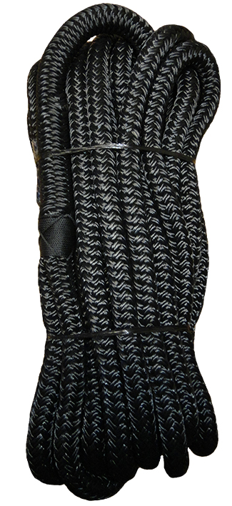 Black Pre-Spliced Polyester Braided Dockline - 16mm (16mtr) - Timko Ropes